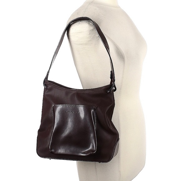 Lancel | Bags | Lancel Paris Brown Leather Mix Shoulder Bag Purse In ...